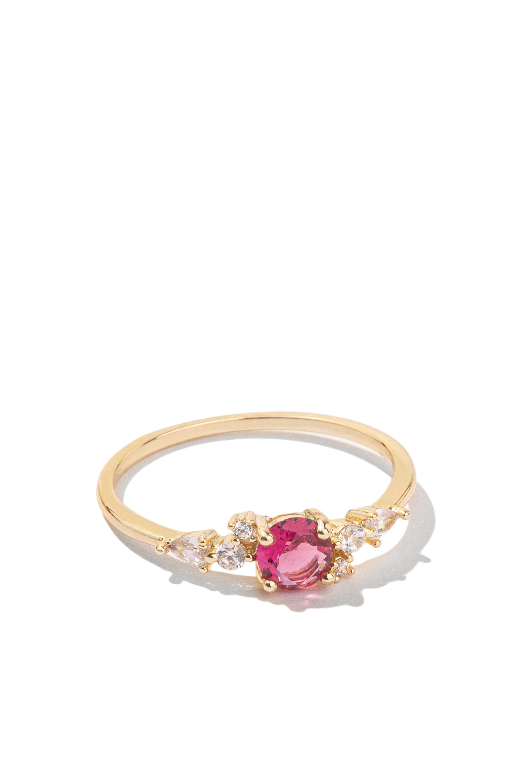 Gold Dainty Ring Featuring an Red Crystal | Aperol by Gemandi – Soepel