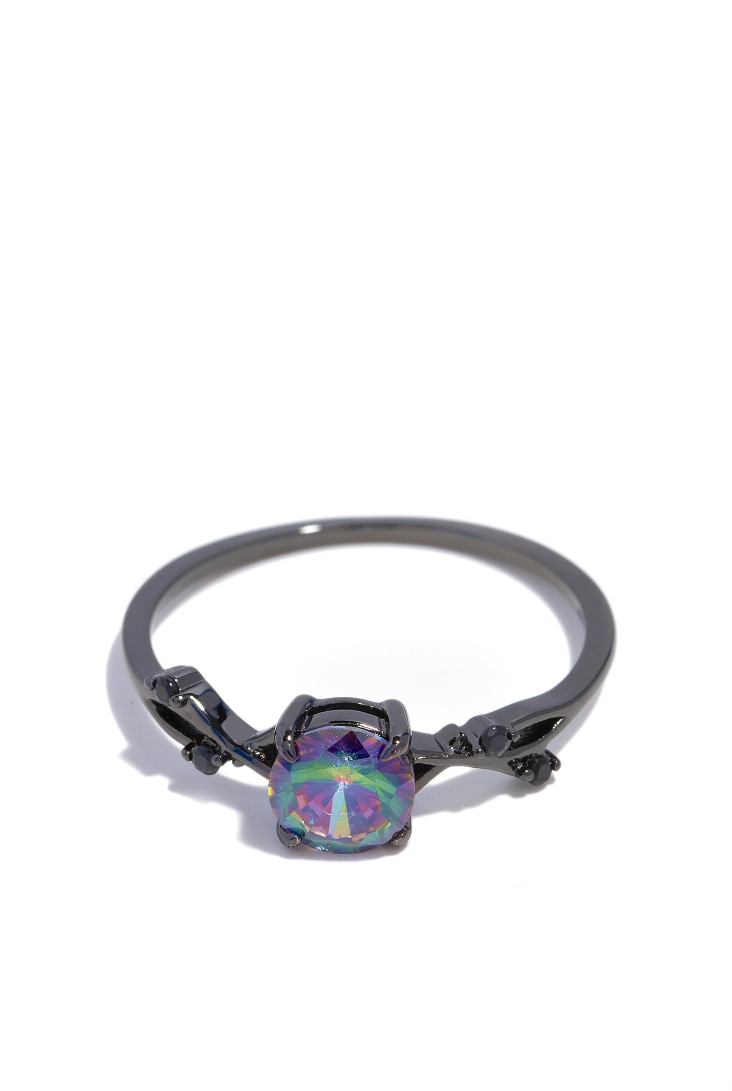 Black Gold Ring Featuring a Petite Mystic Topaz Crystal | Panther by ...